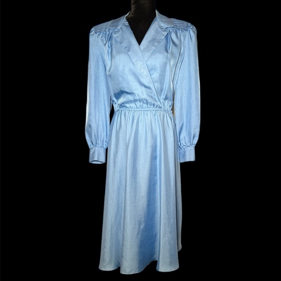 Leslie Fay | Dresses | Leslie Fay 97s Cornflower Blue Pullover Pleated ...